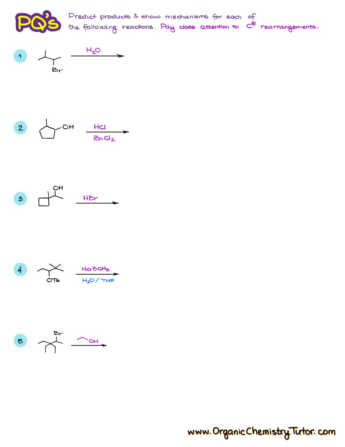 SN1 Reactions with Carbocation Rearrangements — Organic Chemistry Tutor