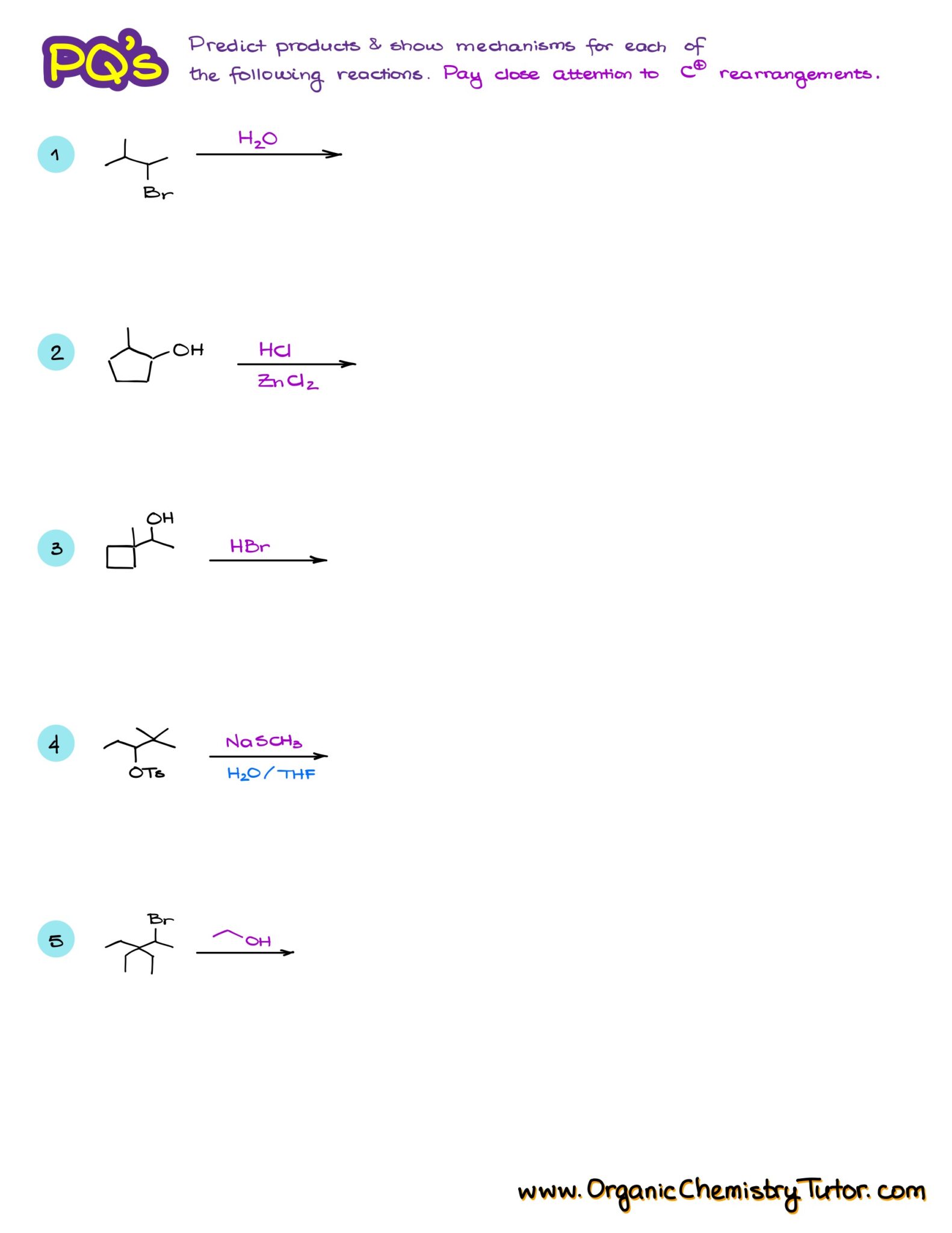 SN1 Reactions with Carbocation Rearrangements — Organic Chemistry Tutor