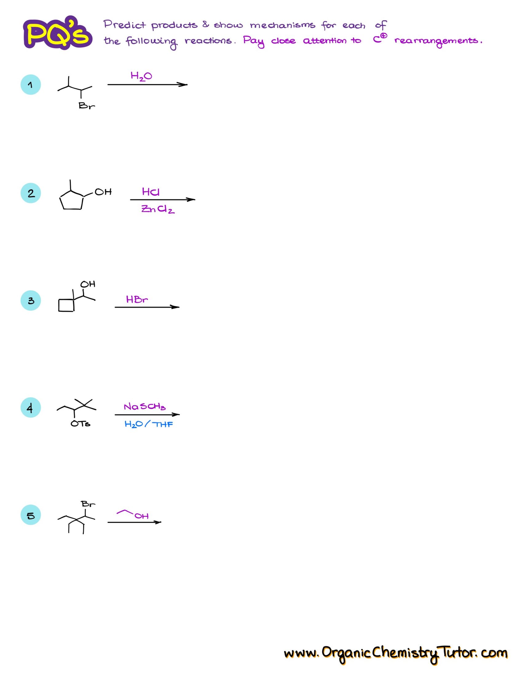 SN1 Reactions with Carbocation Rearrangements — Organic Chemistry Tutor