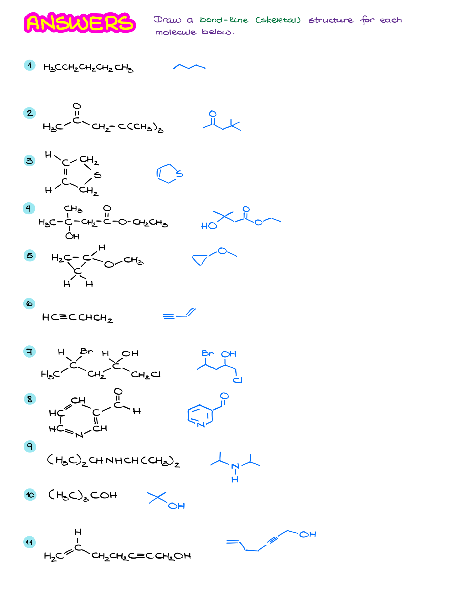 Bond-Line Structures Workbook [Answers] — Organic Chemistry Tutor