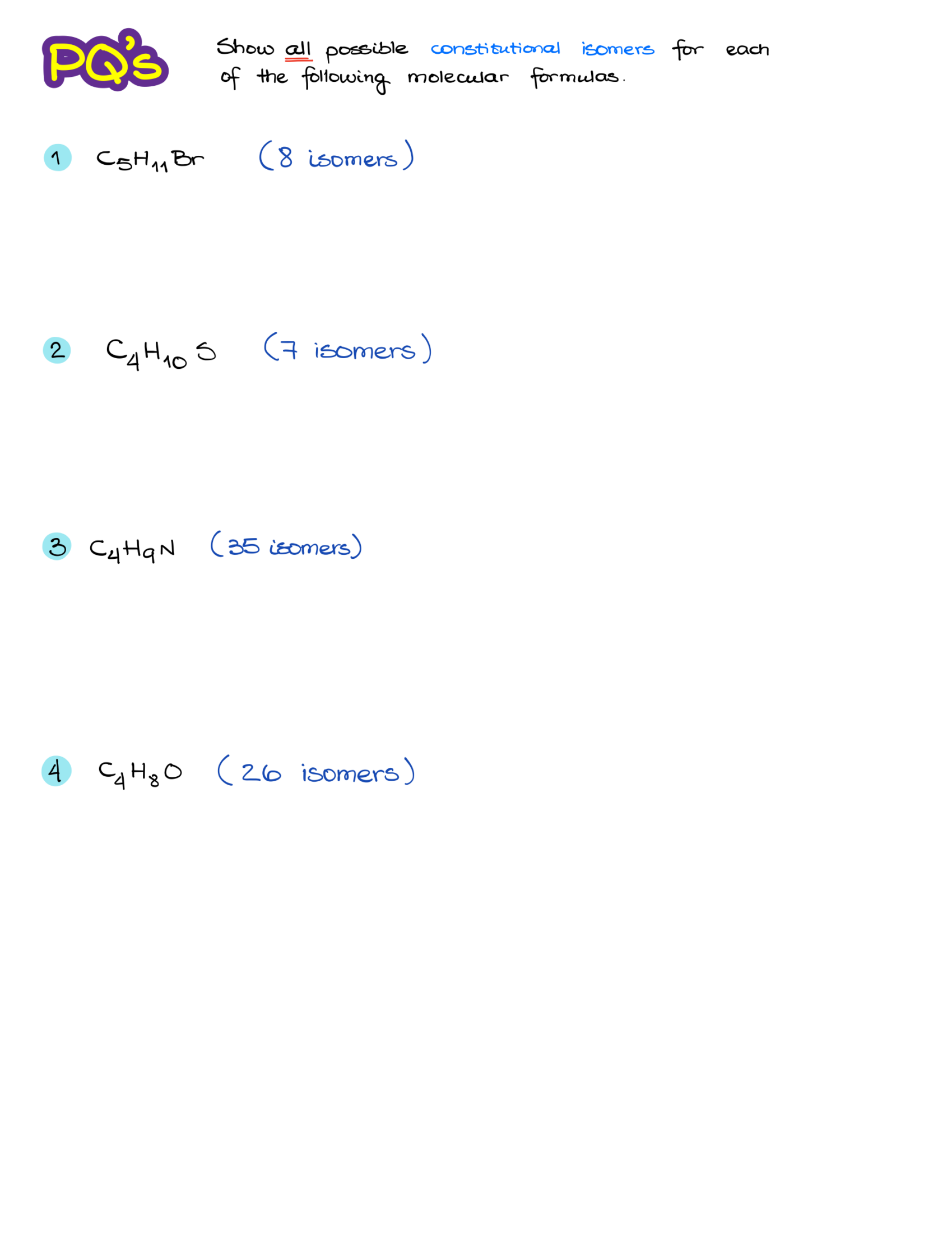 Constitutional (Structural) Isomers Workbook — Organic Chemistry Tutor